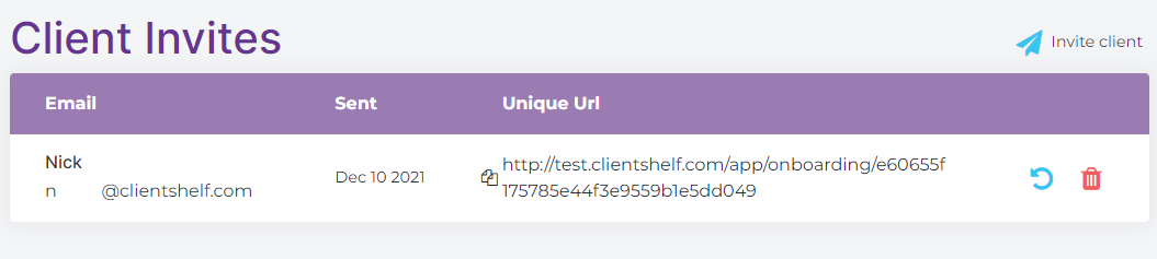 Send a Client Invite - ClientShelf®