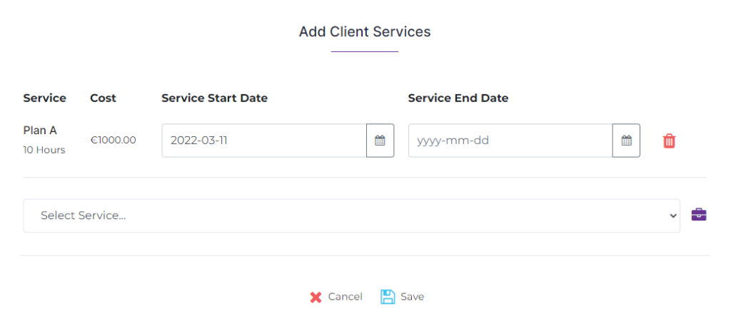Add a Standard Service - ClientShelf®