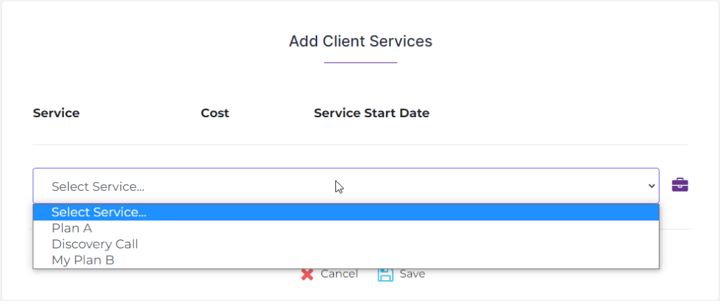 Add a Standard Service - ClientShelf®