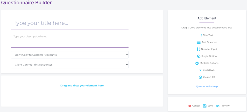 Create a Questionnaire - ClientShelf®