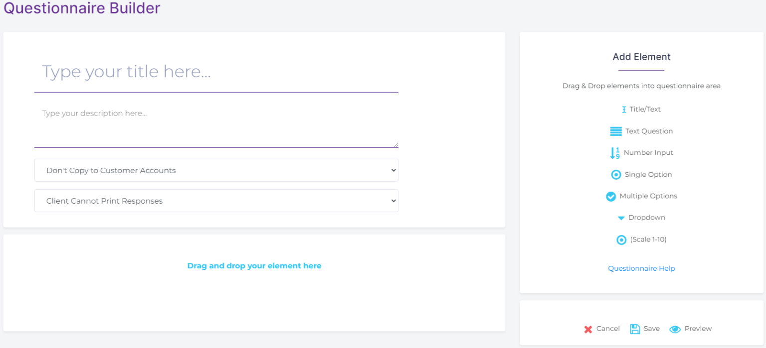 Create a Questionnaire - ClientShelf®
