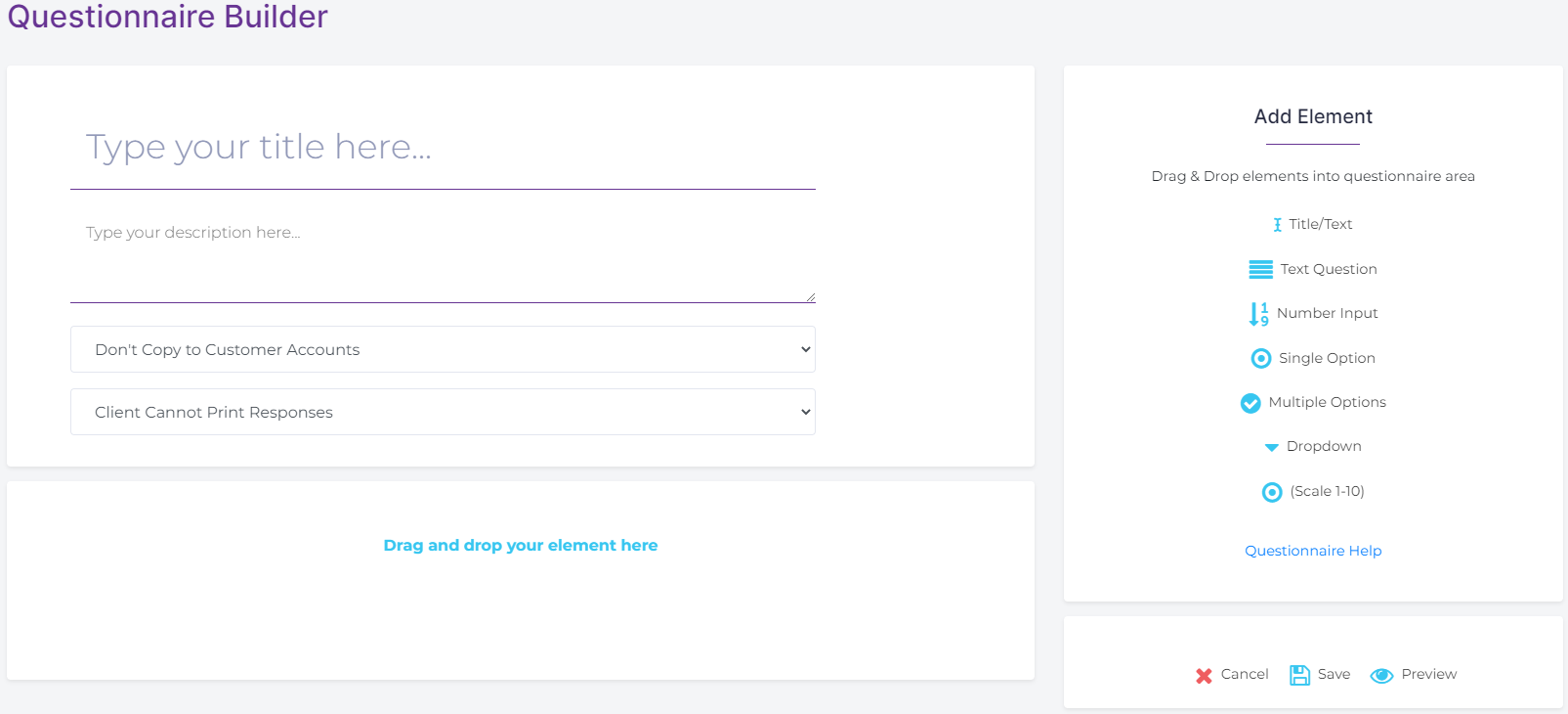 Create a Questionnaire - ClientShelf®